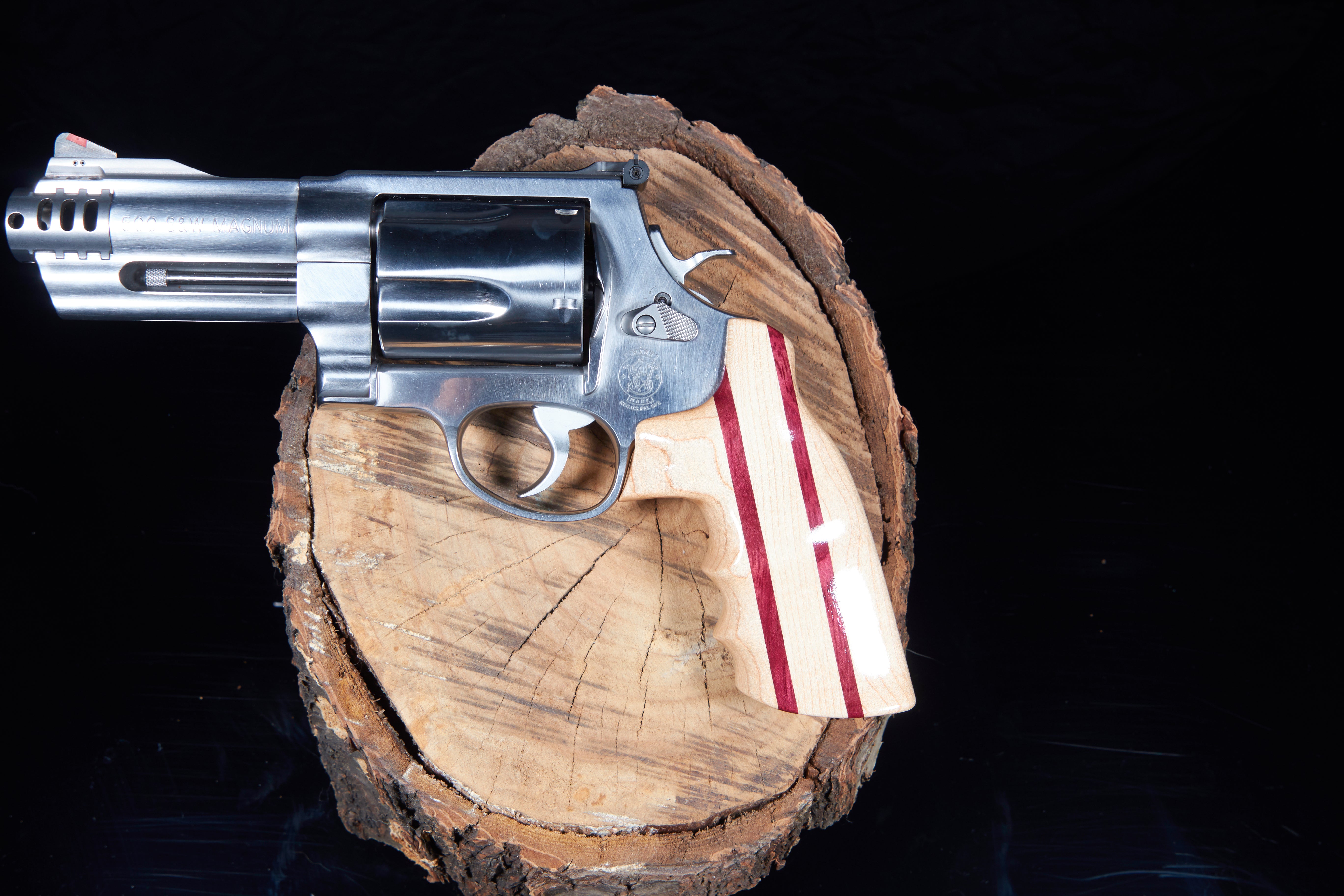 Smith & Wesson 500 Magnum Grips. X Frame Grips . Maple and Purple Hear ...